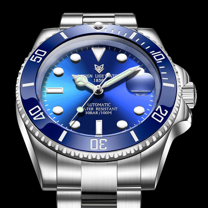 LIGE Men's Automatic Watch – Waterproof Stainless Steel Luxury ...